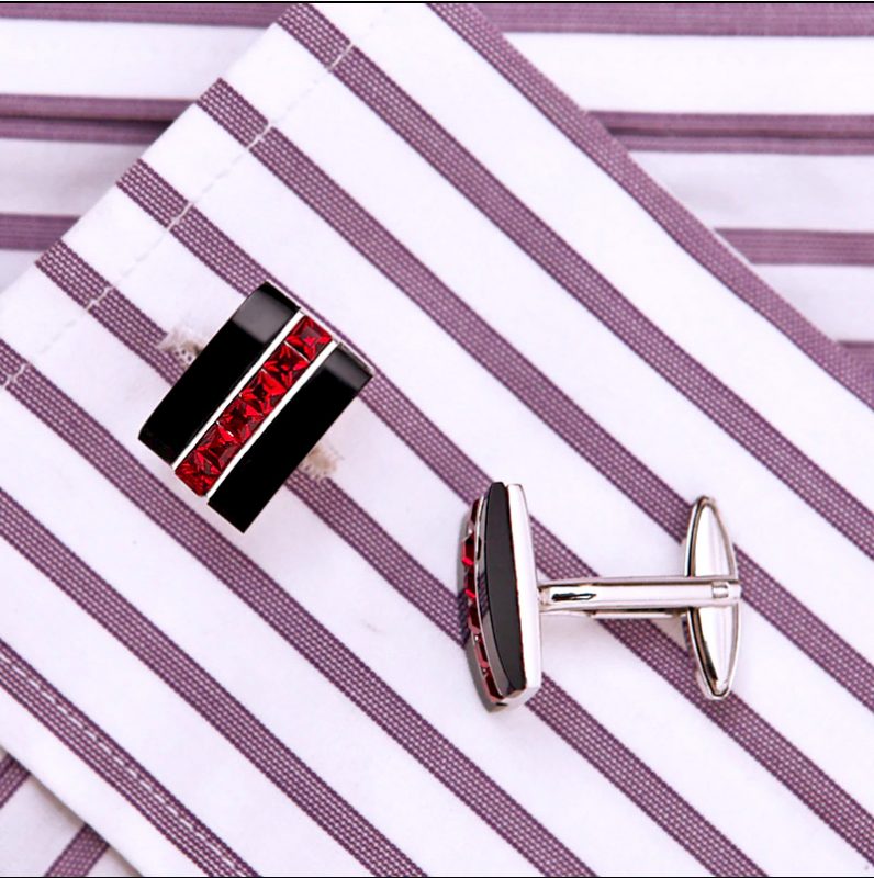 Red and Black Cufflinks w/ Crystals | Gentleman's Guru
