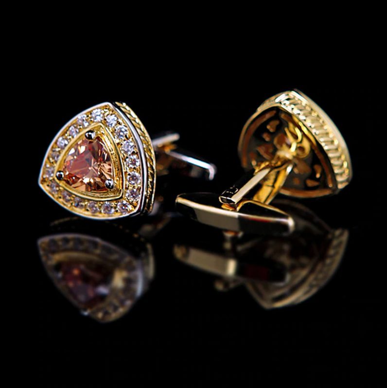 Gold Crystal Cufflinks w/ 18k Gold Plating | Gentleman's Guru