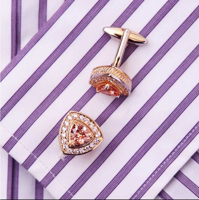 Gold Crystal Cufflinks w/ 18k Gold Plating | Gentleman's Guru