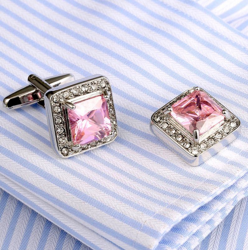 Blush Pink Cufflinks w/ Swarovski Crystal | Gentleman's Guru
