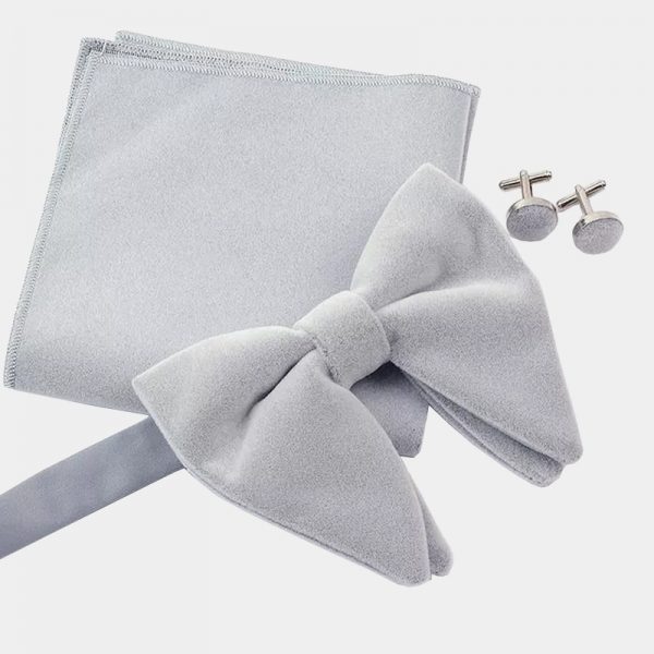 Oversized Royal Blue Velvet Bow Tie Set - Gentleman's Guru