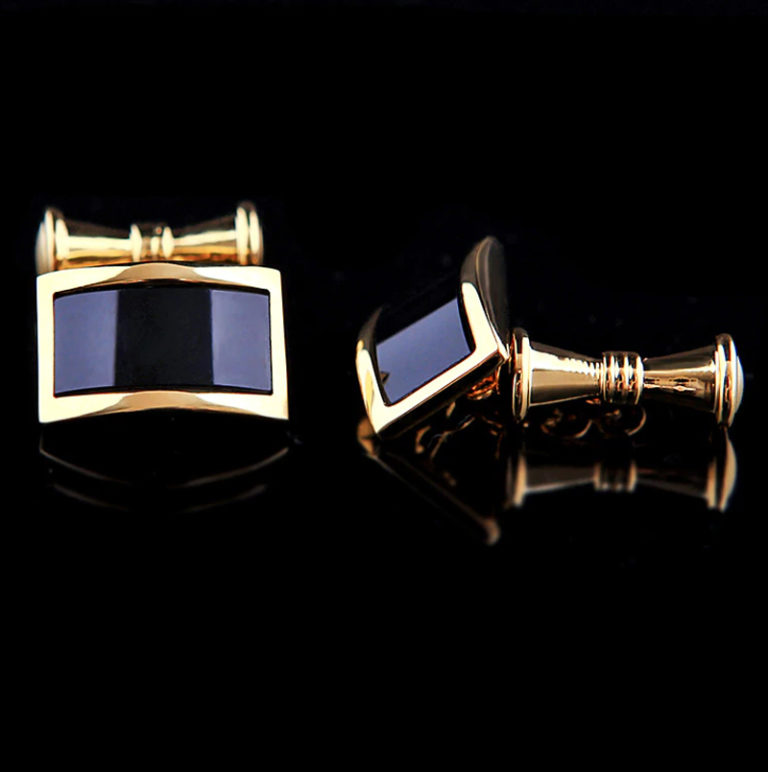 Gold and Black Cufflinks w/ Chain Link | Gentleman's Guru