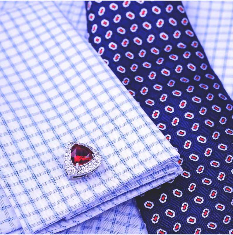 Silver and Red Cufflinks w/ Crystals | Gentleman's Guru