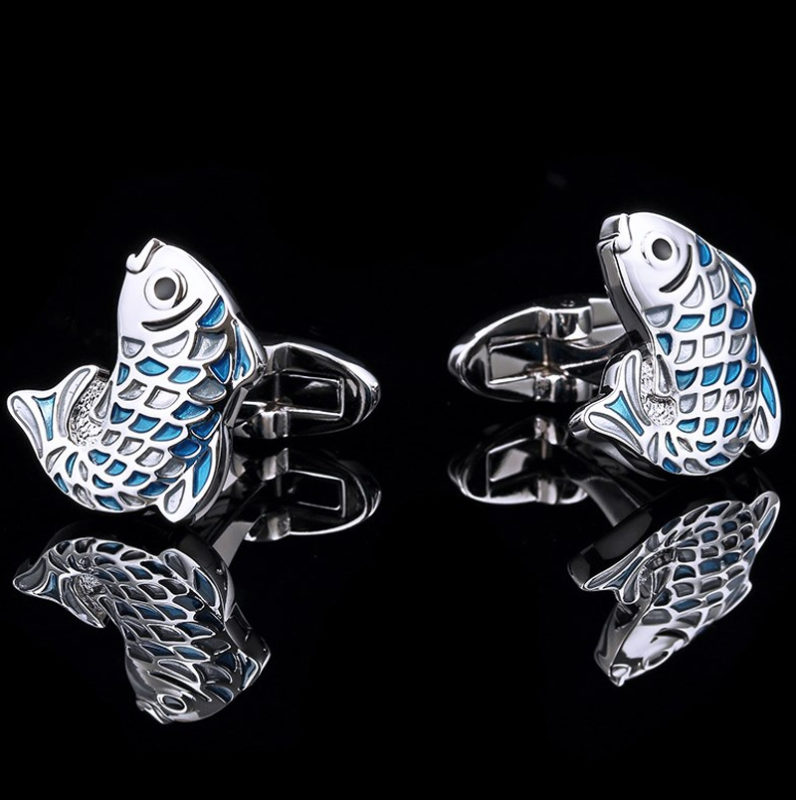 Fish Cufflinks with Enamel | Gentleman's Guru