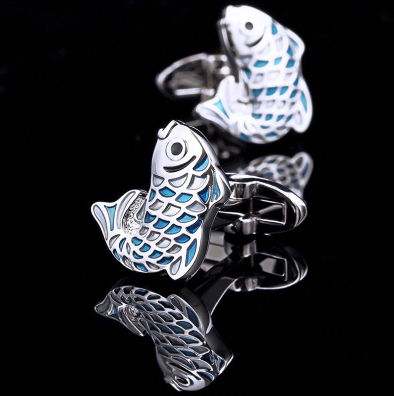 Fish Cufflinks with Enamel | Gentleman's Guru