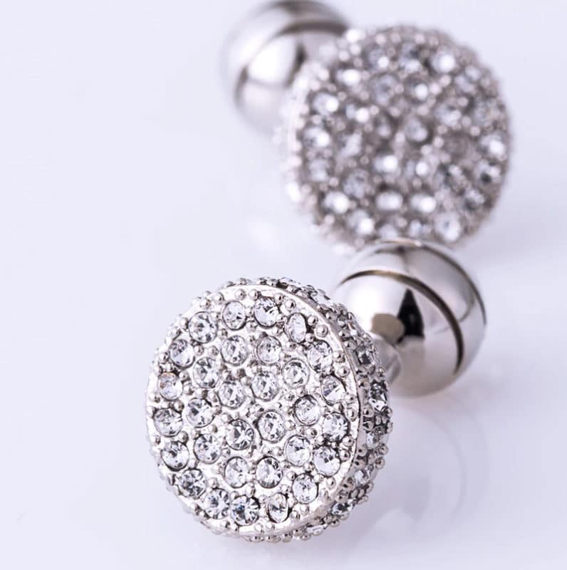 Round Silver Crystal Cufflinks | Gentleman's Guru
