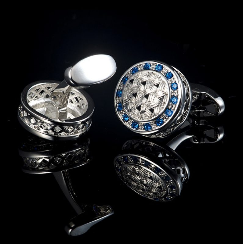Vintage Round Silver and Blue Cufflinks | Gentleman's Guru