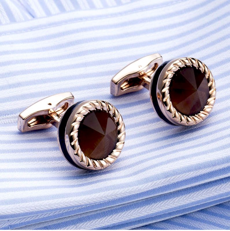 Rose Gold Cufflinks w/ Cats Eye Stone | Gentleman's Guru