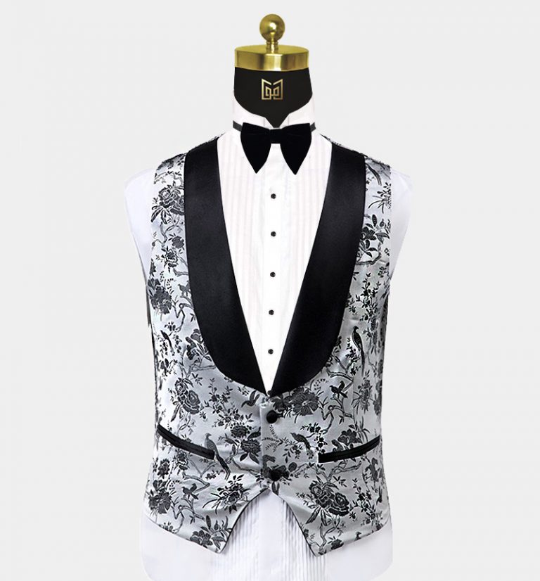 Silver Floral Tuxedo - 3 Piece | Gentleman's Guru
