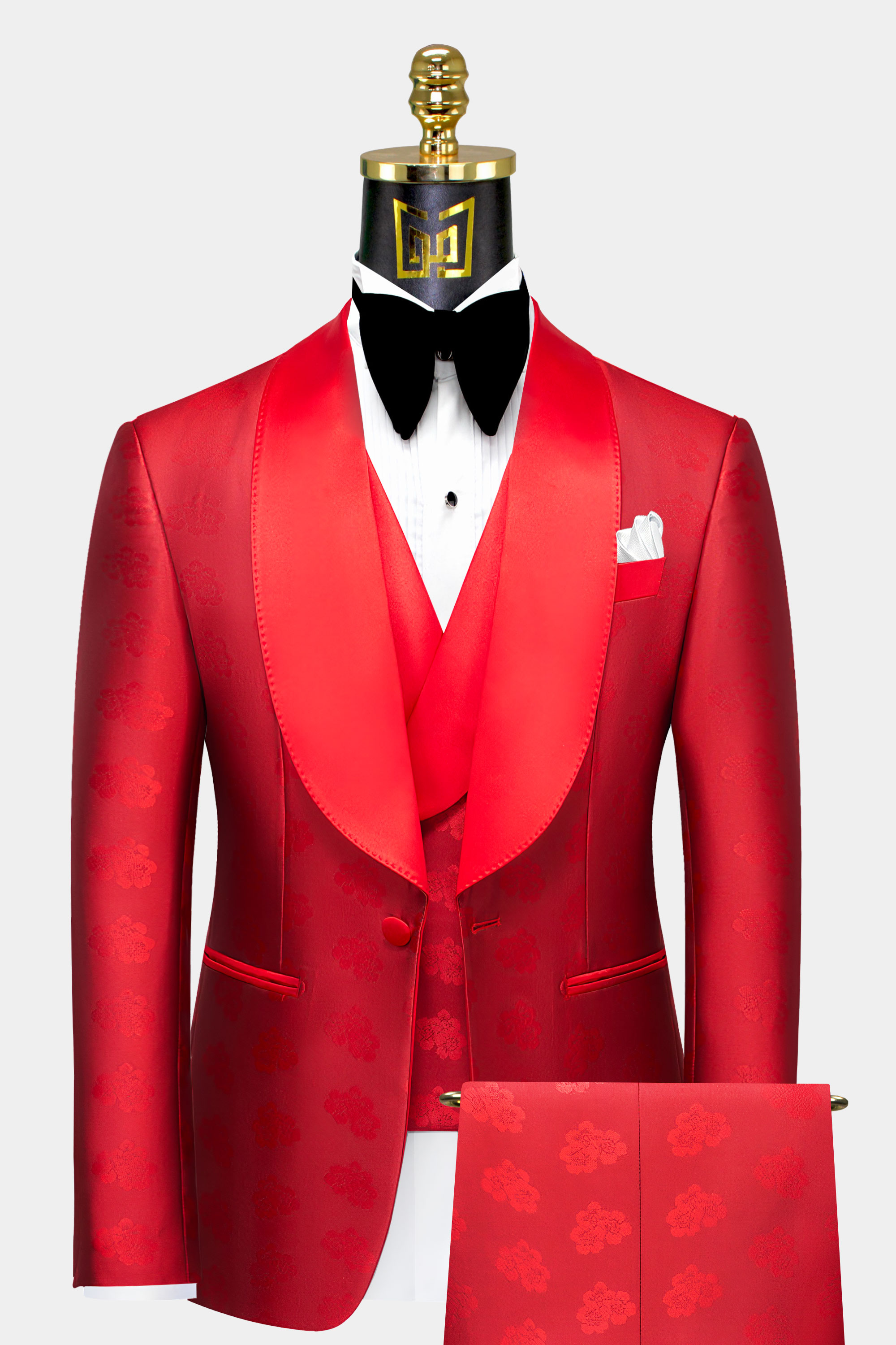 All Red Tuxedo Suit 3 Piece Gentlemans Guru